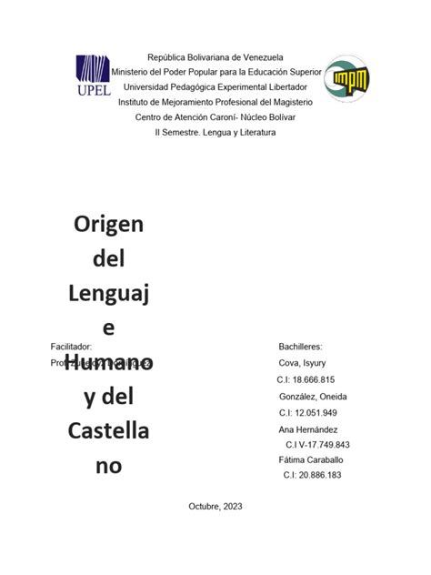 Origen Del Lenguaje Humano Y Del Castellano Pdf Humano Origen Del