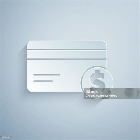 종이 는 회색 배경에 고립 된 신용 카드와 달러 기호 아이콘을 잘라 온라인 결제 현금 인출 재무 운영 종이 아트 스타일입니다 벡터 일러스트레이션 3차원 형태에 대한 스톡
