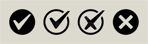 Tick Mark Icon Button Set Check Box Correct Right Wrong Black Buttons