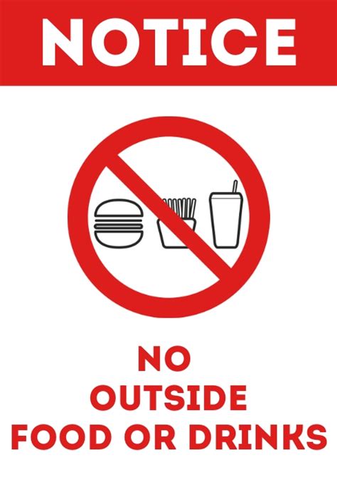 No Outside Food Or Drink Allowed Sign Free Printable Sign 47 Off