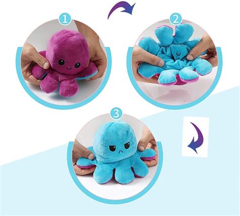 Plushie Reversible Octopus Plush Double Sided Flip Mood Octopus Doll