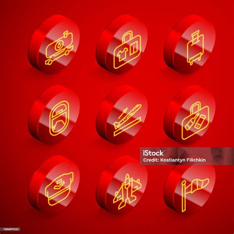 연료 유조선 트럭 여행 가방 비행기 창 비행기 이륙 조종사 모자 및 제트 전투기 아이콘을 설정합니다 벡터 3차원 형태에 대한 스톡 벡터 아트 및 기타 이미지 Istock