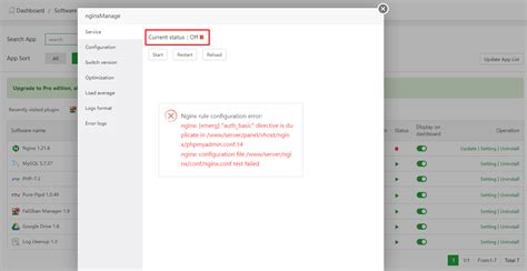 Stop Nginx Server Aapanel Free Hosting Control Panel One Click