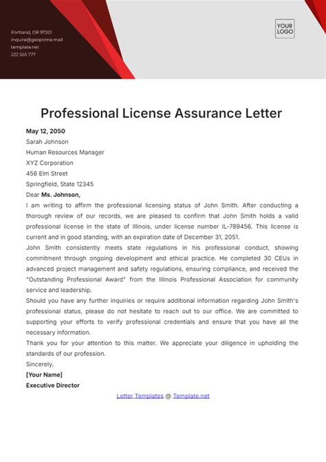 Free Assurance Letter Template To Edit Online