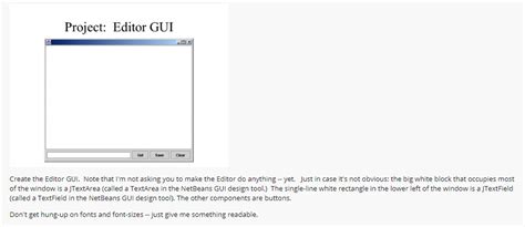 Solved Project Editor GUI Create The Editor GUI Note That Chegg