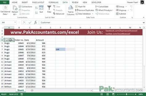 create data validation lists from unsorted data with duplicates in