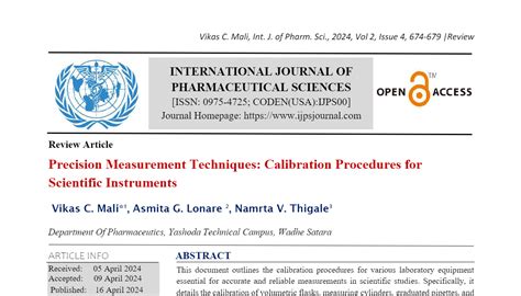 Precision Measurement Techniques Calibration Procedures For Scientific Instruments