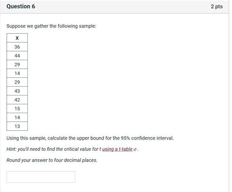 Solved Question Pts Suppose We Gather The Following Chegg
