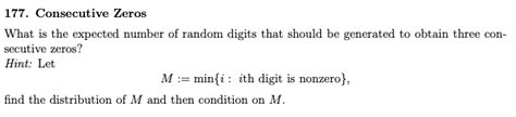 Solved 177 Consecutive Zeros What Is The Expected Number Of Chegg Com
