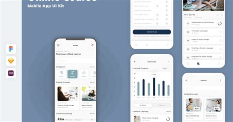 Online Course Mobile App Ui Kit Ux And Ui Kits Ft Online And Education Envato