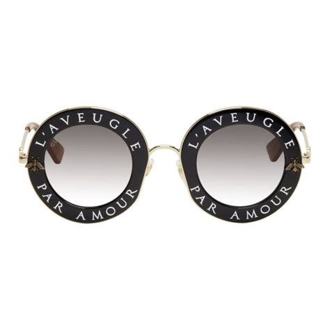 Gucci Laveugle Par Amour Round Sunglasses Black Modesens Round