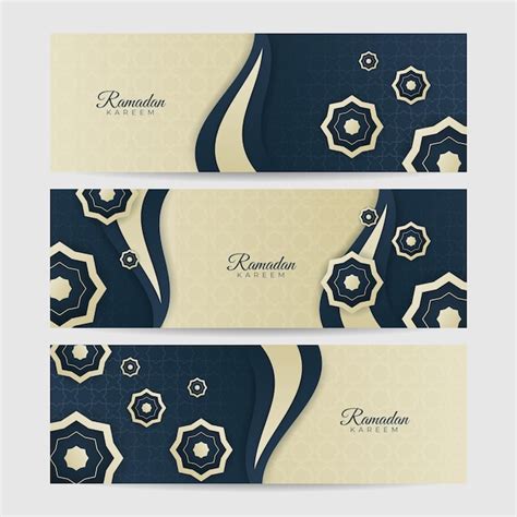 파란색 아라베스크 패턴이 있는 고급 라마단 배경 아랍어 이슬람 동쪽 스타일 인쇄 포스터 표지 브로셔 전단지 배너 장식 디자인 프리미엄 벡터