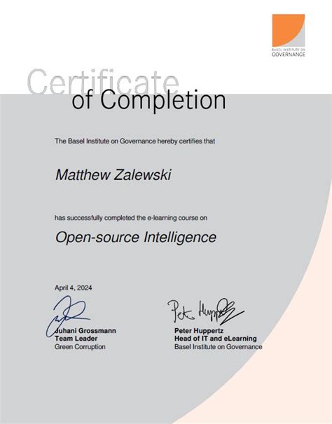 Osint Certificate Baselinstituteongovernance Matthew Z