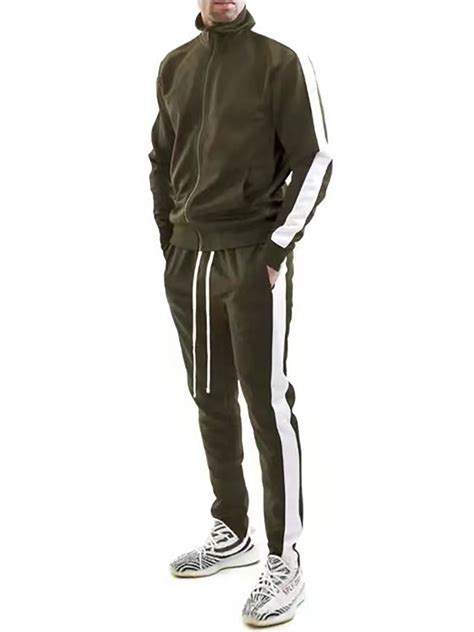 Frontwalk Mens 2 Pieces Tracksuit Sweatsuit Set Casual Zipper
