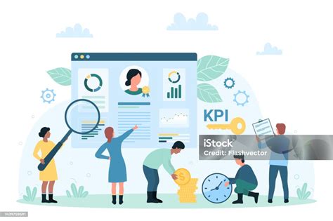Key Performance Indicator Hr Management Analytics Tiny People Looking At Kpi Test Form Stock