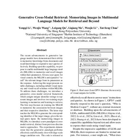 Generative Cross Modal Retrieval Memorizing Images In Multimodal Language Models For Retrieval