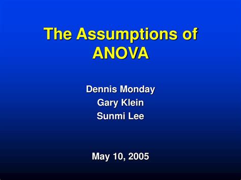ppt the assumptions of anova powerpoint presentation id 158588
