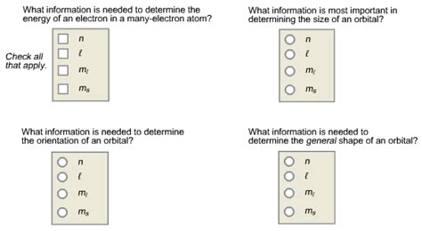 What Information Is Needed To Determine The Energy Of An Electron In A Many Electron Atom Check