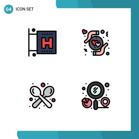 4 Colores Planos De Línea De Llenado De Vectores Temáticos Y Símbolos Editables De Elementos De