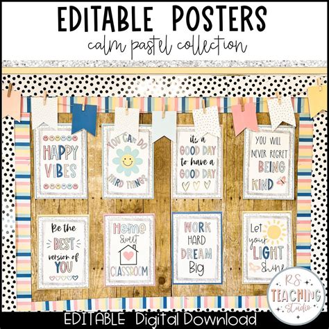 Editable Classroom Posters Pastel Classroom Decor Elementary