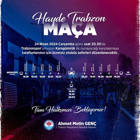 Trabzon Büyükşehir den Trabzonspor Karagümrük maçına ücretsiz otobüs