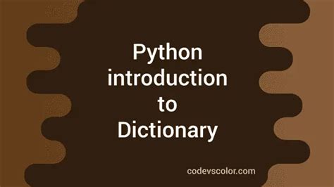 Python Dictionary Introduction Python Tutorial Part 11 Codevscolor