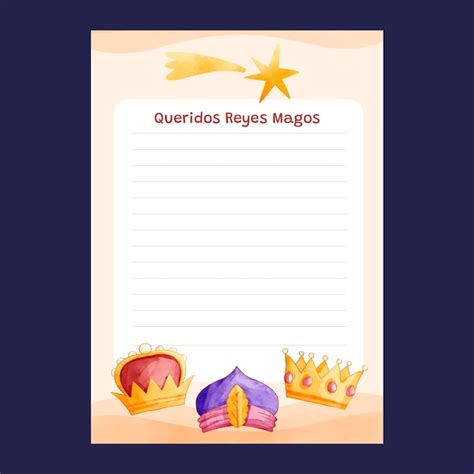 Plantilla De Carta De Reyes Magos En Acuarela Vector Gratis