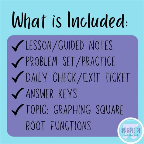 Graphing Square Root Functions Notes Practice Exit Ticket By Purple Pi