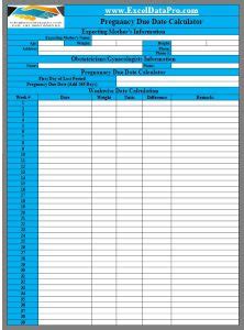 Download Pregnancy Due Date Calculator Excel Template ExcelDataPro