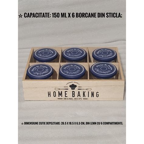 Комплект от 6 стъклени съда за подправки кръгли с капак 150 Ml и опора с 6 дървени отделения