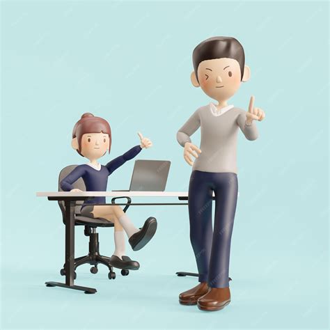 흰색 배경에 고립 된 노트북 일러스트와 함께 의자에 앉아 3d 만화 여자 프리미엄 사진