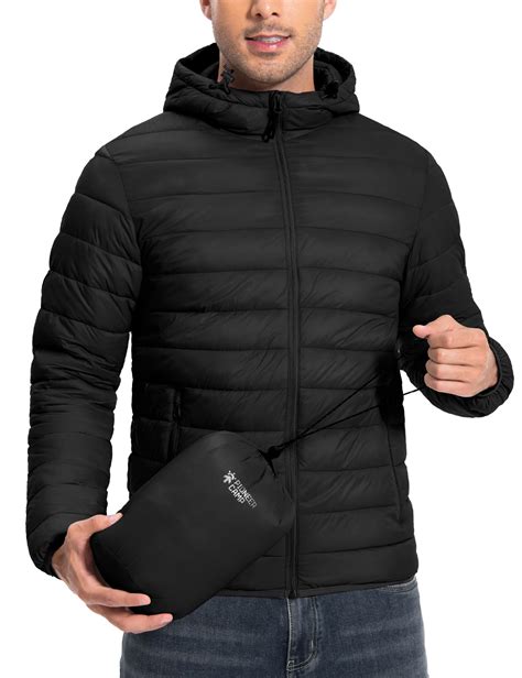 Pioneer Camp Mens Lightweight Packable Puffer Jacket Hooded Insulated