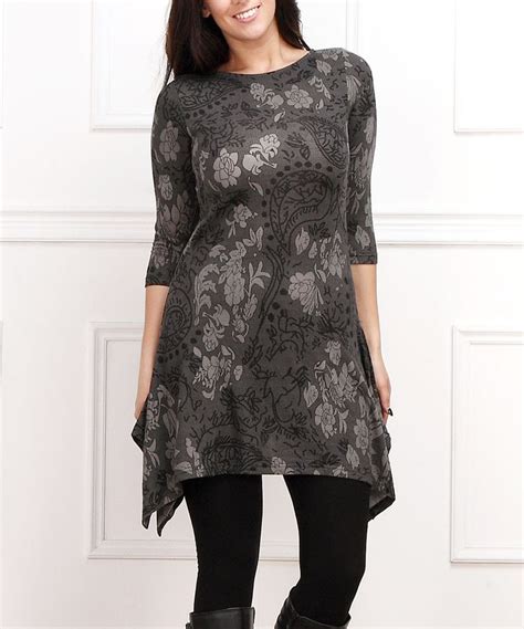 Look What I Found On Zulily Gray Floral Sidetail Tunic Plus By Zulilyfinds Handkerchief