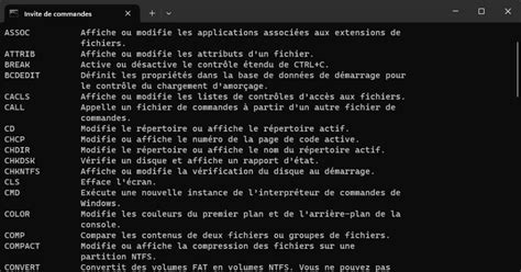la liste complète des commandes cmd windows lecoindunet