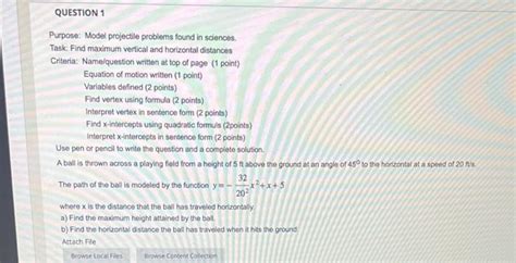 Purpose Model Projectile Problems Found In Sciences