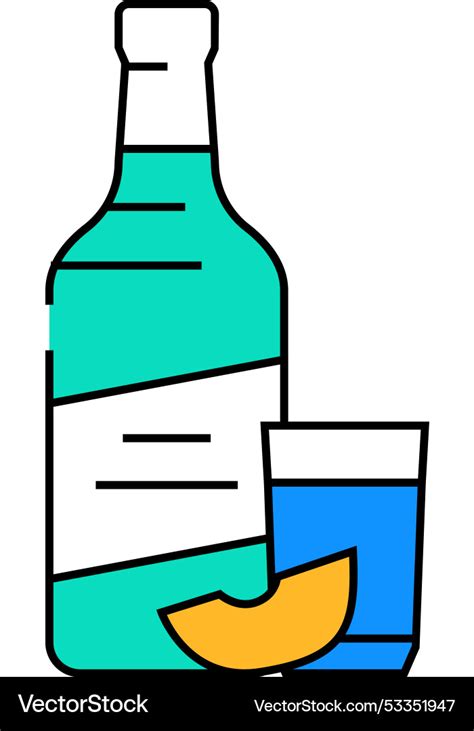 Soju Bottle Korean Cuisine Icon Color Royalty Free Vector