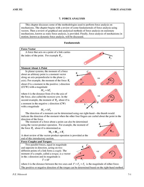 7 Force Analysis 7 FORCE ANALYSIS This Chapter Discusses Some Of The