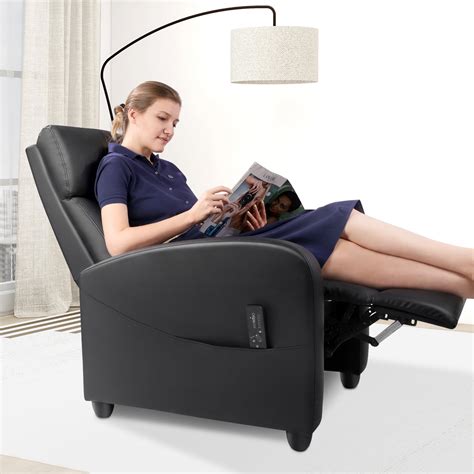 Recliner Chair With Massage Pu Leather Single Sofa With Padding Seat