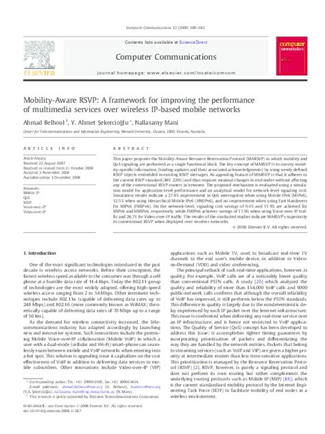 pdf mobility aware rsvp a framework for improving the performance of
