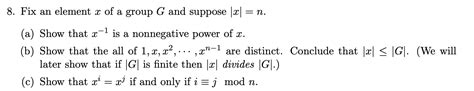 solved 8 fix an element x of a group g and suppose 2 n