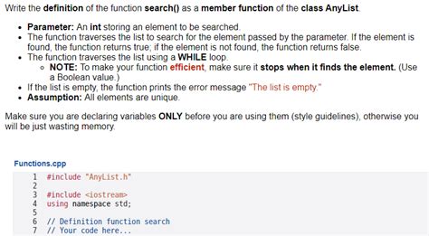 Solved Write The Definition Of The Function Search As A Chegg Com