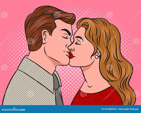 Kissing Couple In Love Pop Art Vector Illustration Stock Vector Illustration Of Passion
