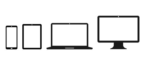 Modern Digital Devices Icon Set Computer Monitor Laptop Tablet And Smartphone With Blank