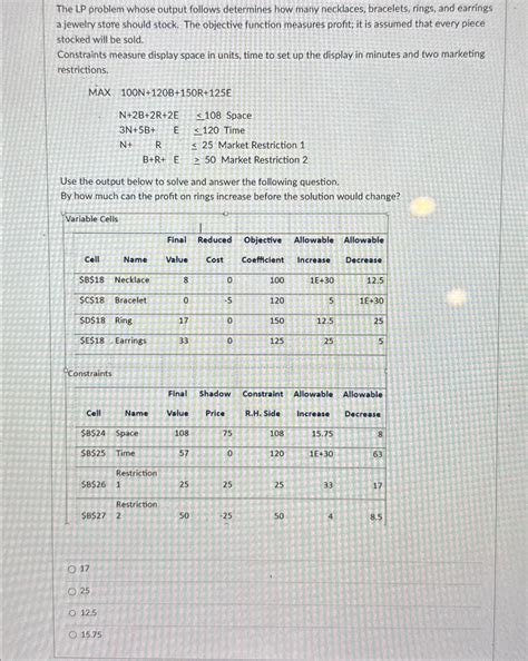 Solved The LP Problem Whose Output Follows Determines How Chegg
