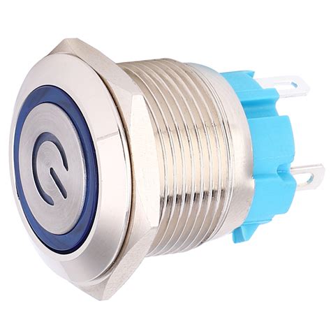 2 Pack 16mm Round 4pin 1no Push Button Switch 12 24vdc Self Resetting With Blue Led Indicator