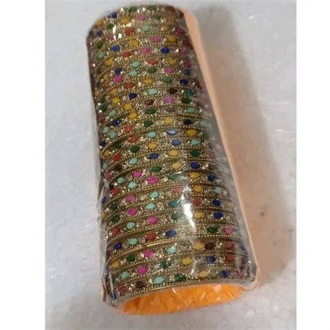 Round Wedding Chiku Multicolored Kada Glass Bangles Size 3 Inch