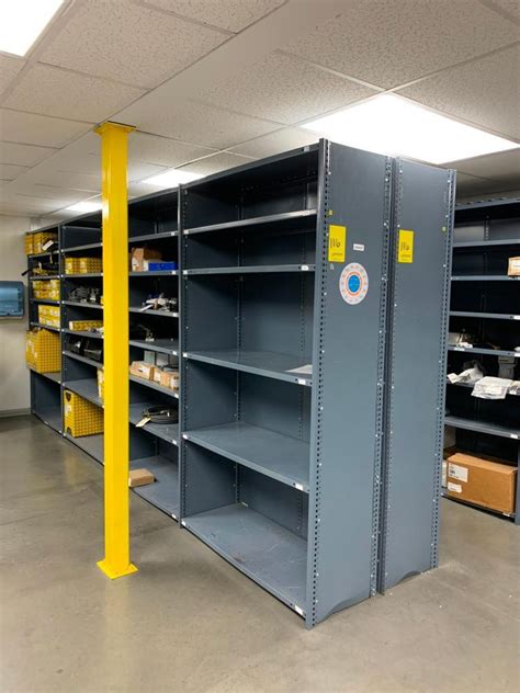 13x bays of edsal clip shelving 98x 48 x 18 shelves 16x 85 x