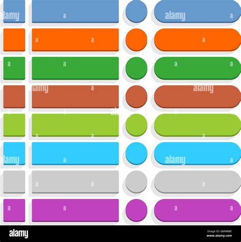 Blank Icon In Flat Style D Button Square Rectangle Circle Shapes With Gray Shadow On White