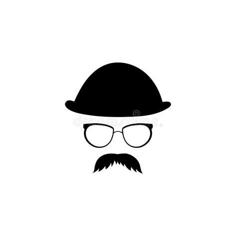 Retro Mask In Glasses Hat With Mustache Template Stock Vector