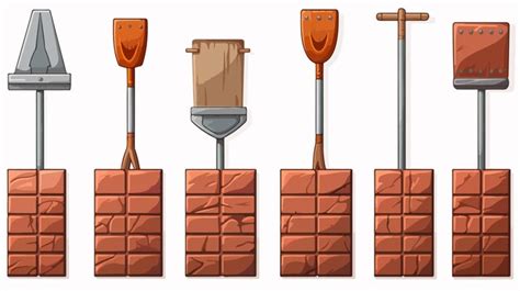 Brickwork And Building Trowel Cartoon Vector Icons Premium Ai